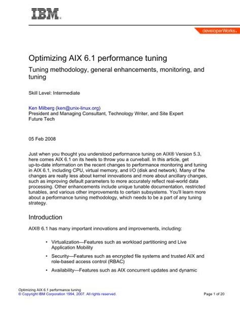 Optimizing Aix 6 1 Performance Tuning
