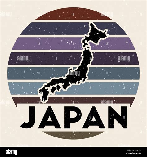 Japan Logo Sign With The Map Of Country And Colored Stripes Vector Illustration Stock Vector