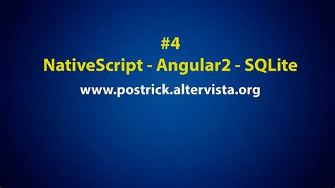 Sqlite In A Nativescript App With Angular 2 Tutorial 4 Youtube