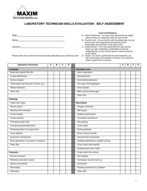 Lab Technician Skills Checklist Fill And Sign Printable Template Online