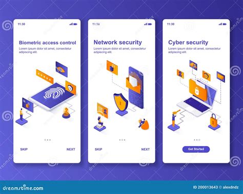 Cyber Security Isometric Gui Design Kit Stock Vector Illustration Of Banner Interface 200013643