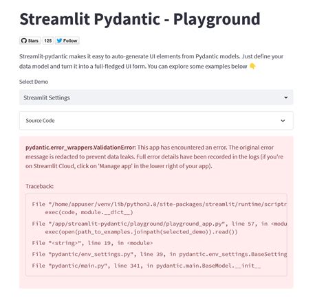 `streamlit Settings` Playground App Is Currently Broken · Issue 28 · Lukasmasuch Streamlit
