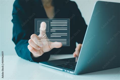 Digital Identification Or Digital Id Concept Businessman Use Laptop And Hand Touch Virtual