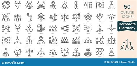Set Of Corporate Hierarchy Icons Thin Linear Style Icons Pack Stock