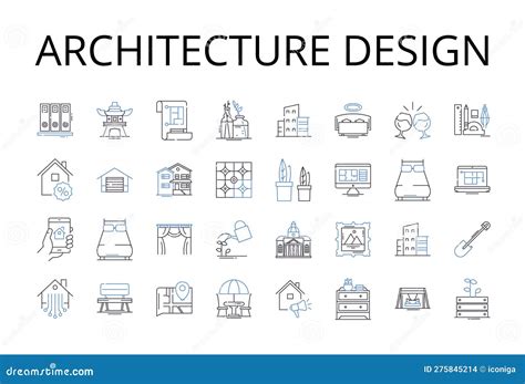 Architecture Design Line Icons Collection. Building Design, Structural Engineering, Urban ...
