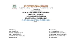 Industrial Microbes And Products Pptx