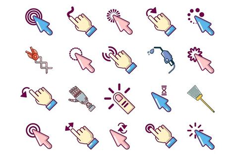 Cursor Icon Set Cartoon Style Portofolio