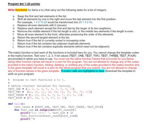 Solved Program Set 1 20 Points Write Functions For Items A