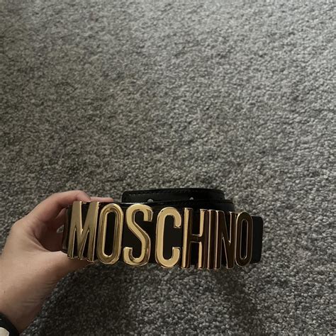 Real Moschino Logo Belt Black Worn Twice No Depop