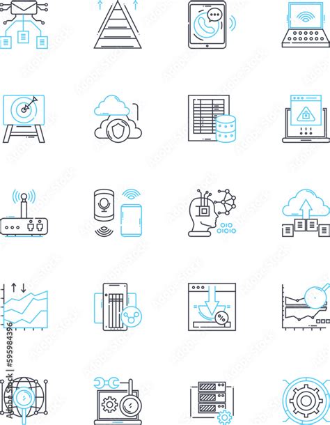 Wireless Router Linear Icons Set Connectivity Nerk Wi Fi Internet Bandwidth Signal Speed