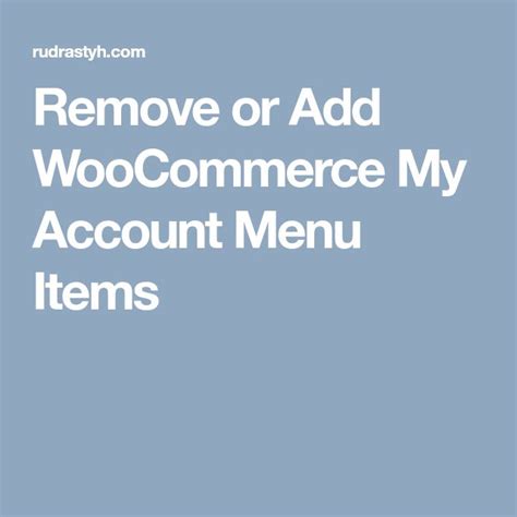 WooCommerce My Account Menu