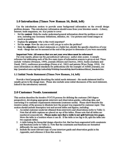 An Example Format For Design Project Reports Free Download