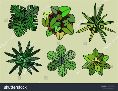 Vector Cad Blocks Style Trees Plan Stock Vector Royalty Free 1301931616