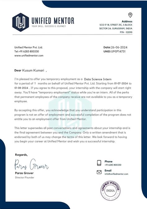 Kusum Kumari On Linkedin Datascience Internship Careergrowth