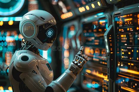 Ai Robots With Screens Displaying Real Time Data Analysis And Learning