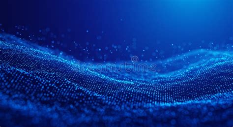 Abstract Blue Digital Wave With Glowing Particles In A Futuristic