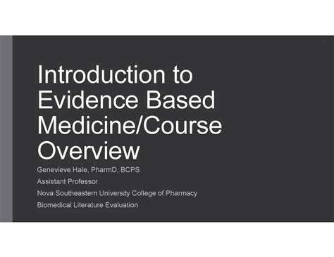 Introduction To Biomedical Literature Evaluation Introduction To