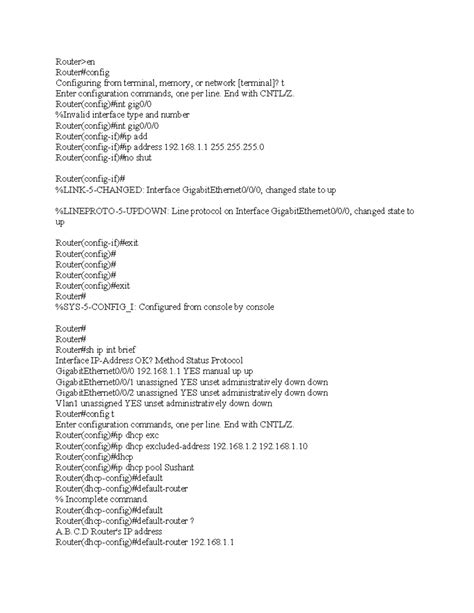 DHCP Config Router En Router Config Configuring From Terminal Memory Or Network Terminal