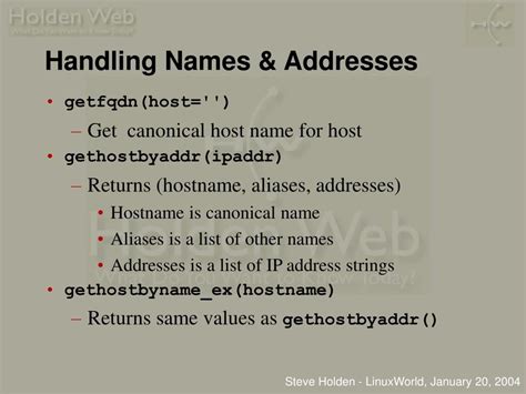Ppt Network Programming In Python Steve Holden Holden Web Linuxworld