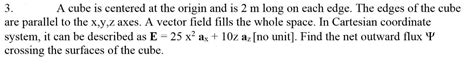Solved A Cube Is Centered At The Origin And Is 2 M Long On