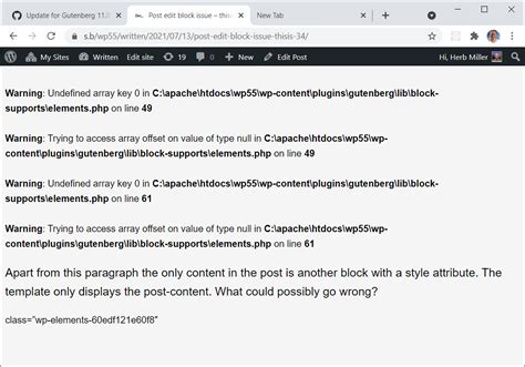 Warnings And Invalid HTML Generated From Gutenberg Render Elements Support For Empty Block
