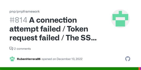 A Connection Attempt Failed Token Request Failed The Ssl Connection