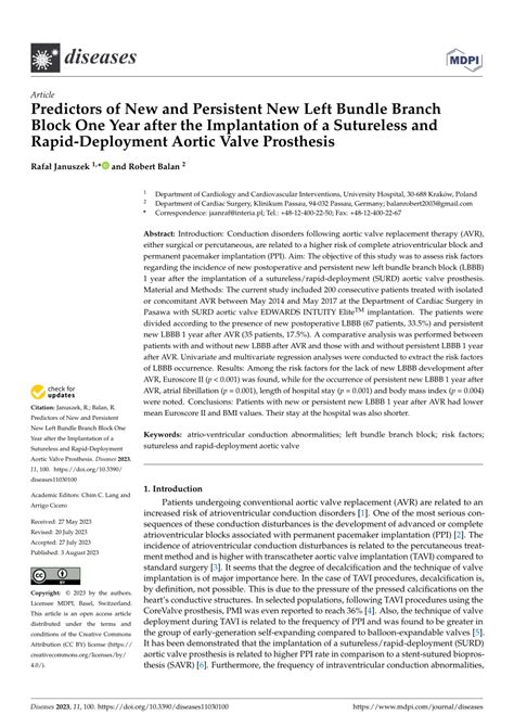 (PDF) Predictors of New and Persistent New Left Bundle Branch Block One Year after the ...