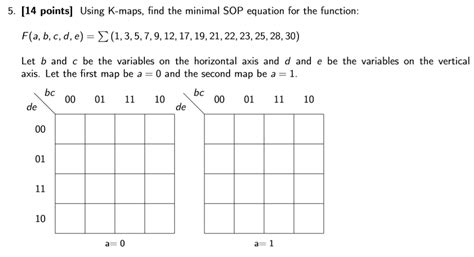 solved 5 14 points] using k maps find the minimal sop