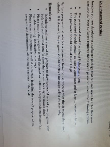 Solved C42 Password Verifier Imagine You Are Developing A