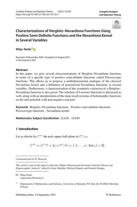 Pdf Characterizations Of Herglotznevanlinna Functions Using Positive