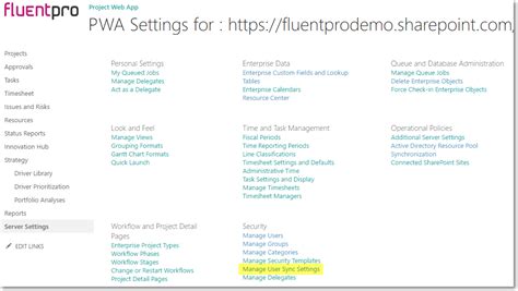51 For Project Server On Premise Update Project Site Creation Settings In The Target Pwa