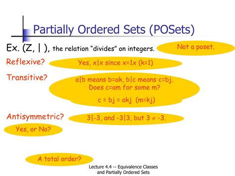 Ppt Lecture 44 Equivalence Classes And Partially Ordered Sets