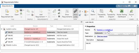 Track Changes To Requirements MATLAB Simulink