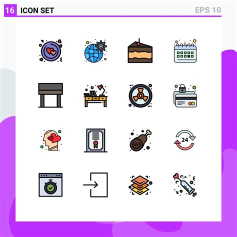 Set Of 16 Vector Flat Color Filled Lines On Grid For Interior Routine Cheese Planning Calendar