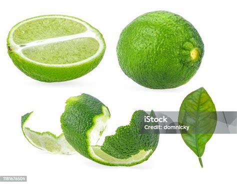 라임 과일 라임 슬라이스 라임 잎과 라임 껍질흰색 배경에 고립 이미지 집합입니다 0명에 대한 스톡 사진 및 기타 이미지 0명