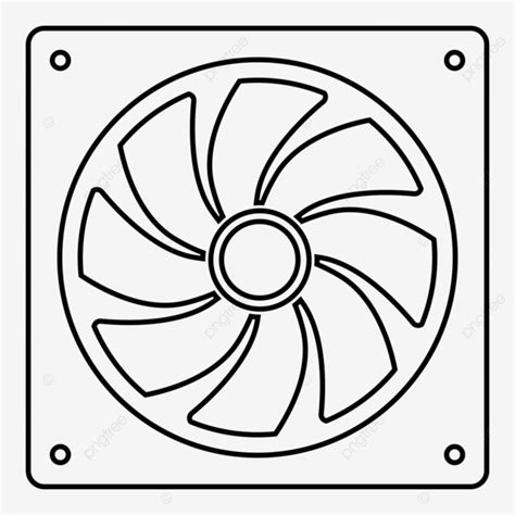 Cpu Fan Icon In Flat Style Vector Object Outline Frame Vector Object Outline Frame Png And