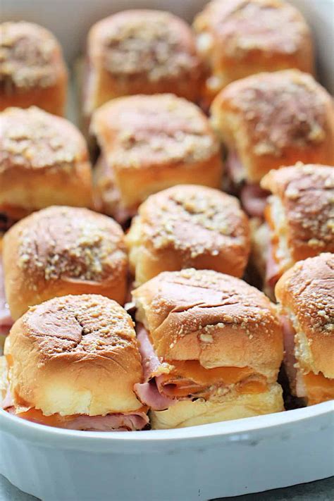 Party Ham Sandwiches Recipe Indiana Kitchen Hot Ham And Cheese Sliders