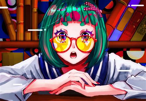 Wallpaper Girl Glasses Emotion Anime Hd Widescreen High