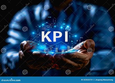 Businessman Holding Kpi Icons Performance Metrics And Data Analysis
