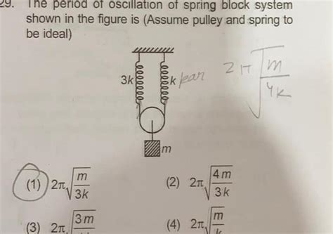 [answered] The Period Of Oscillation Of Spring Block System Shown In Kunduz