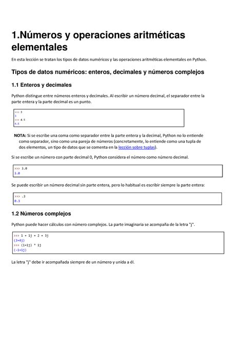 Tema 1 Python Números Y Operaciones Elementales 1úmeros Y Operaciones Aritméticas Elementales