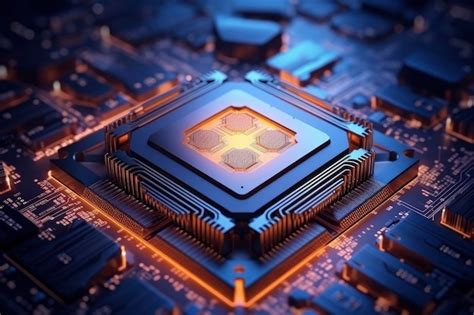 Premium Ai Image Futuristic Central Processor Unit Powerful Quantum Cpu Motherboard