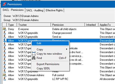 how to edit an ad object s permissions nettools