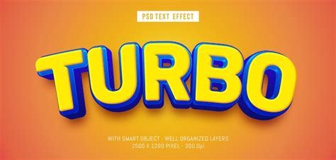 Premium Psd Editable Text Turbo With 3d Style Effect