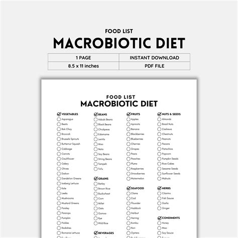 Macrobiotic Diet Food List Grocery List Shopping List Macrobiotic