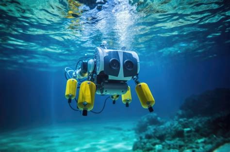 Premium Ai Image Underwater Robot Swimming In A Pool