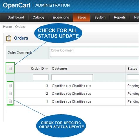 OpenCart Bulk Order Status Update