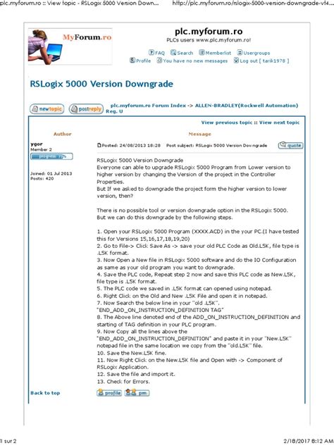 Rslogix 5000 Version Downgrade Download Free Pdf Programmable Logic Controller Internet Forum