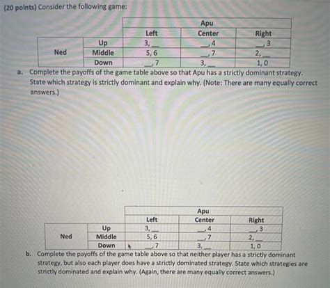 Solved 20 Points Consider The Following Game A Complete
