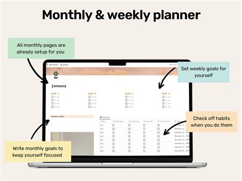 notion habit tracker notion template notion monthly planner notion